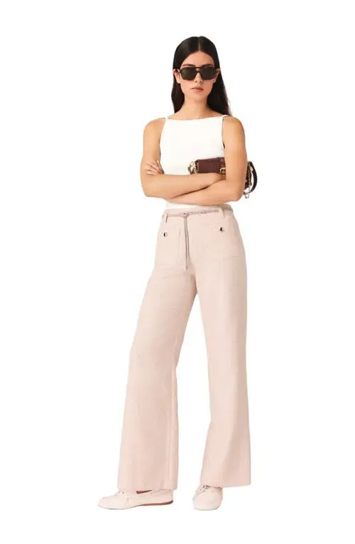 Maje Tweed Trousers With Rhinestone Embellishments