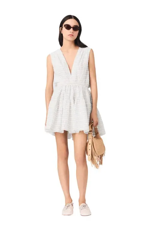 Maje Short Flared Open-back Dress - White