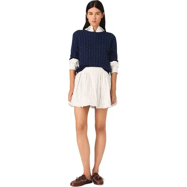 Maje Beaded Bubble Mini Skirt - White
