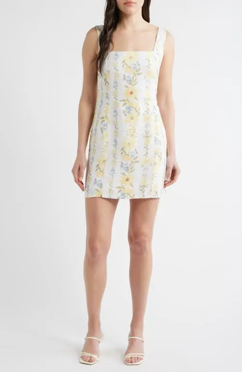 Bella Dahl Floral Smock Back Linen Blend Minidress - Wildflower
