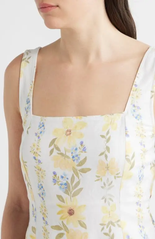 Bella Dahl Floral Smock Back Linen Blend Minidress - Wildflower