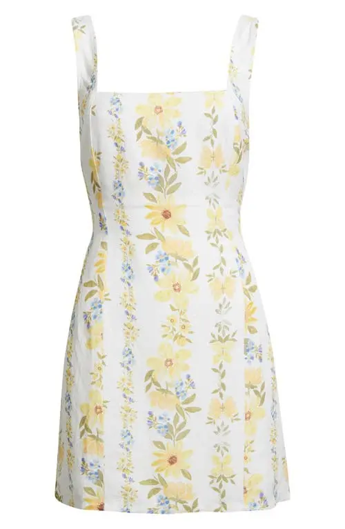 Bella Dahl Floral Smock Back Linen Blend Minidress - Wildflower