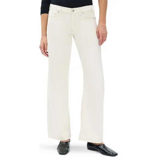 Rag & Bone Cam Featherweight Low Rise Relaxed Straight Leg Jeans - Ecru