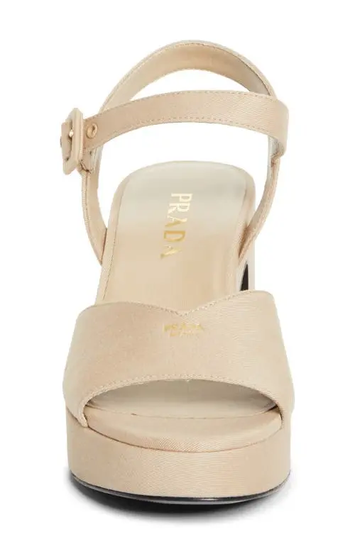 Prada Block Heel Platform Sandal - Khaki