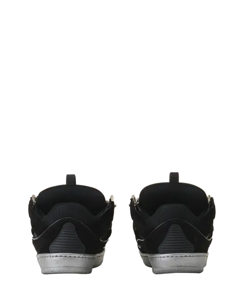 LANVIN Curb Chain Suede Sneakers - Black