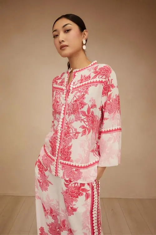 RAISHMA Printed Crepe Shirt - Pink