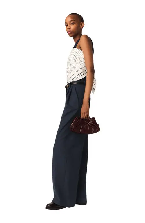 Maje Striped Wool Blend Suit Trousers