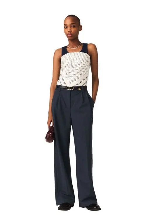 Maje Striped Wool Blend Suit Trousers