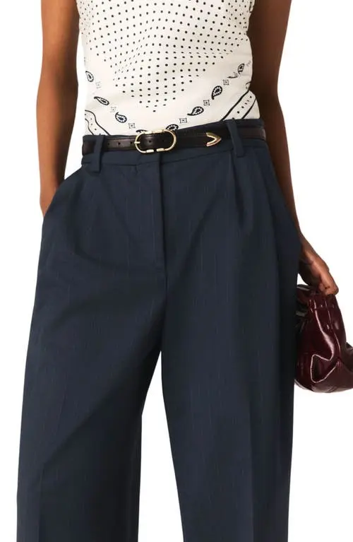Maje Striped Wool Blend Suit Trousers