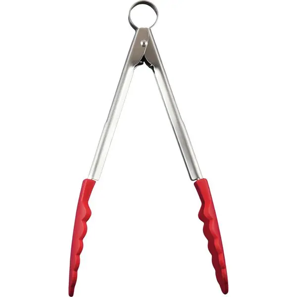 CUISIPRO 9.5 Inch Silicone Locking Tongs - Red