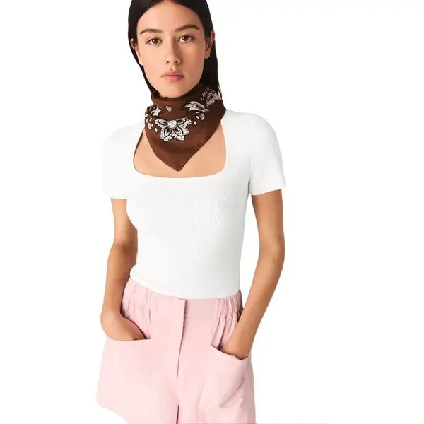 Maje Square-neck Ribbed Top - White
