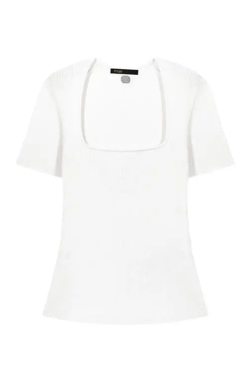 Maje Square-neck Ribbed Top - White