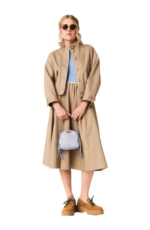 Maje Cotton Bomber Jacket - Mastic Beige