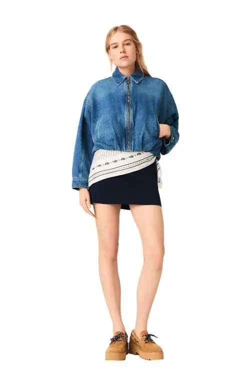 Maje Denim Bomber Jacket - Blue