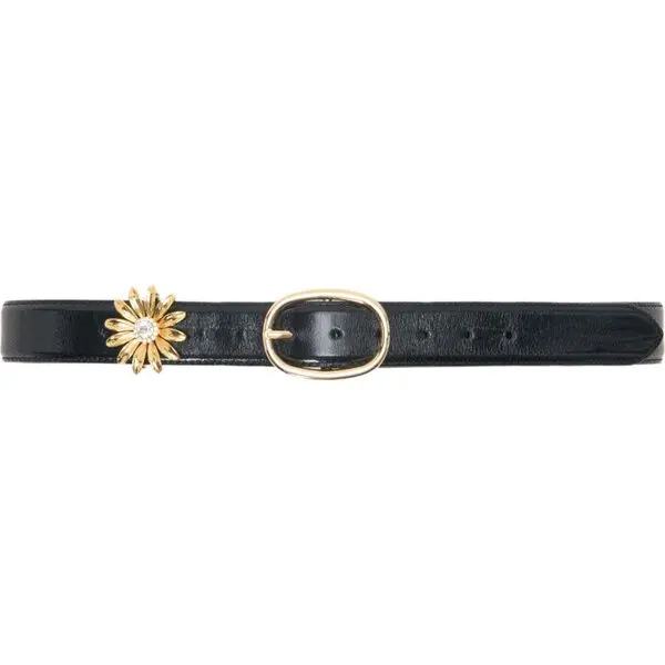 Maje Leather Belt With Jewel - Black