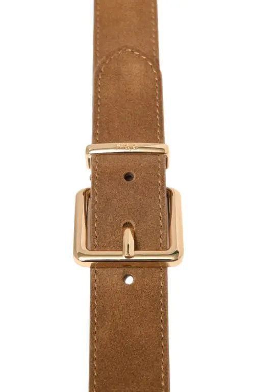 Maje Double Buckle Suede Belt - Camel