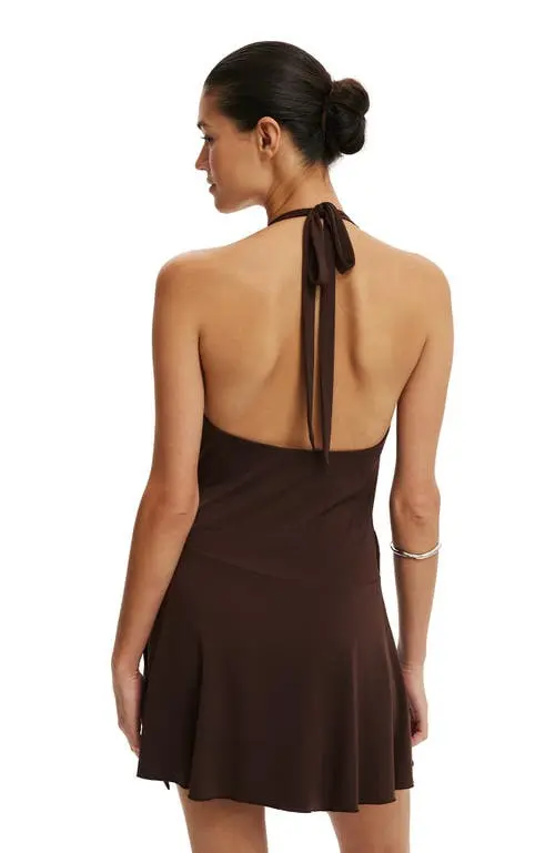 COTTON ON Marlo Halter Mini Dress - Dark Oak