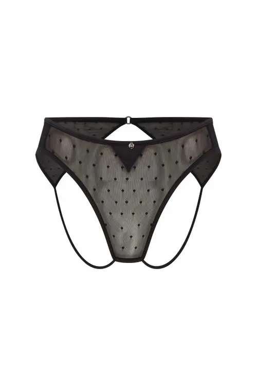HOUSE OF SILK Matilda Ouvert Lace Panties - Black
