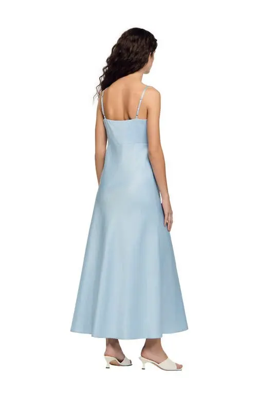 Sandro Satin-effect Maxi Dress - Blue Sky