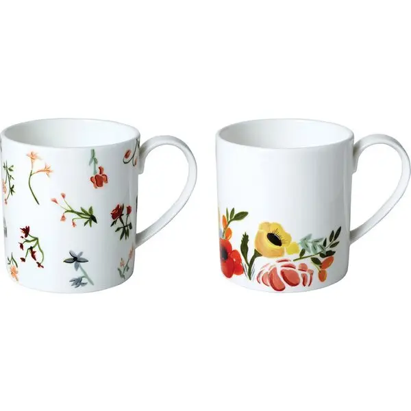 TWIG NEW YORK Language Of Flowers Set Of Two Mugs