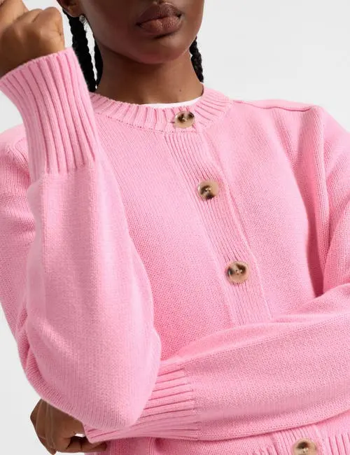 ALBARAY Cotton Crew Neck Cardigan