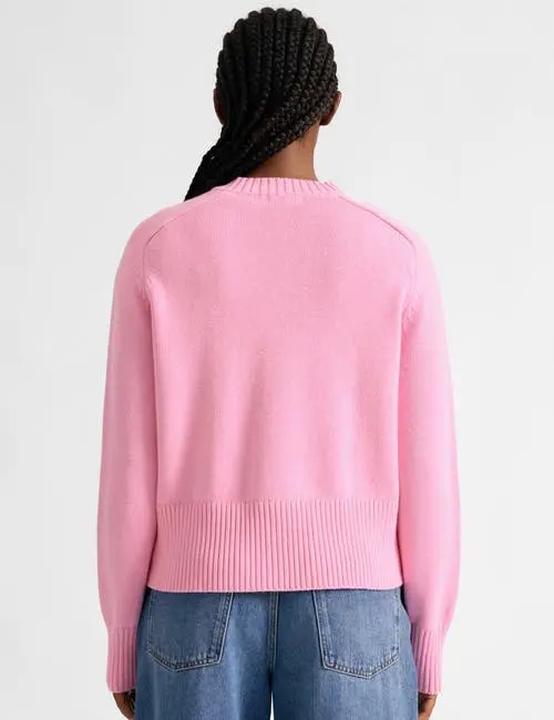 ALBARAY Cotton Crew Neck Cardigan