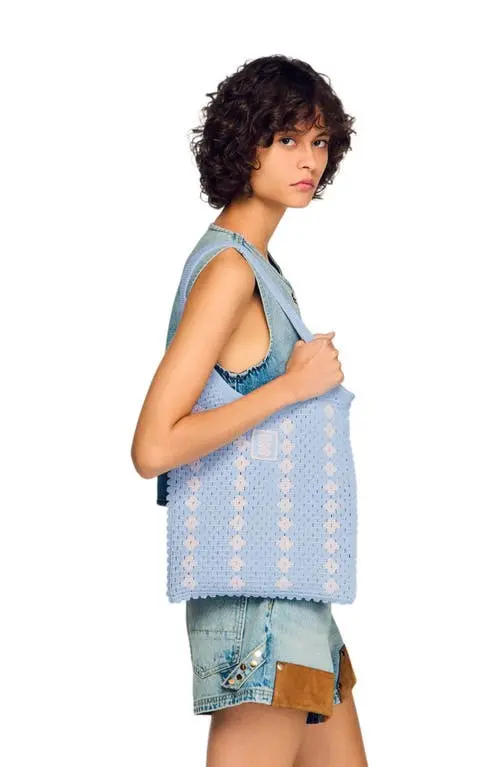 Sandro Two-tone Crochet Mesh Bag