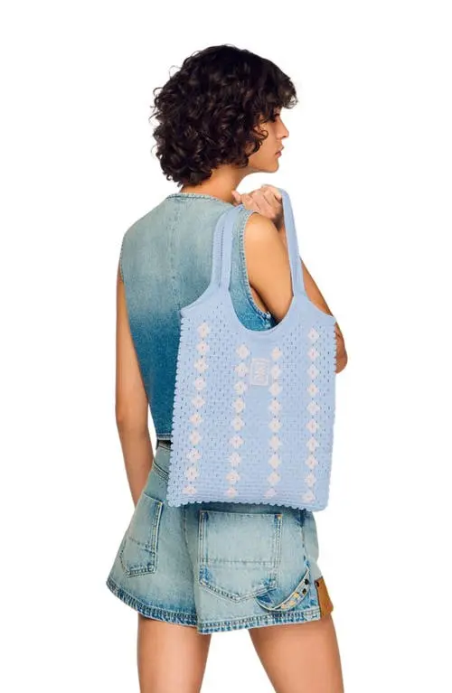 Sandro Two-tone Crochet Mesh Bag