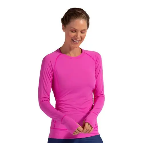BLOQUV Performance Pullover Sun Shirt With Ruched Back - Bubble Gum