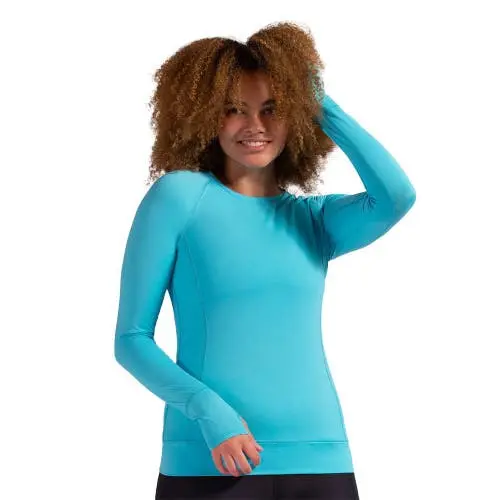 BLOQUV Performance Pullover Sun Shirt With Ruched Back - Light Turquoise