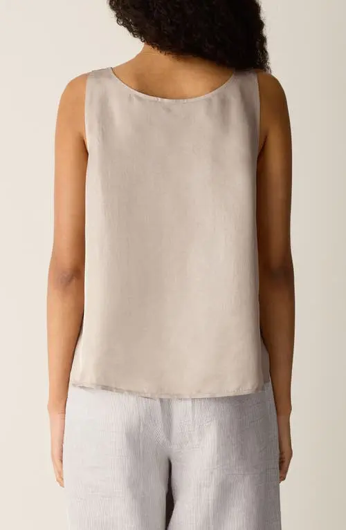 Eileen Fisher Satin Scoop Neck Tank - Wheat