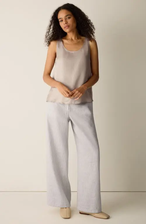Eileen Fisher Satin Scoop Neck Tank - Wheat