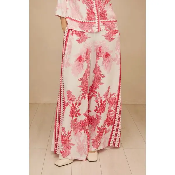 RAISHMA Printed Wide-leg Trousers - Pink