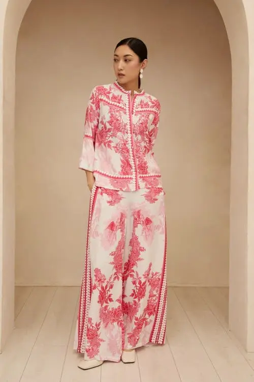 RAISHMA Printed Wide-leg Trousers