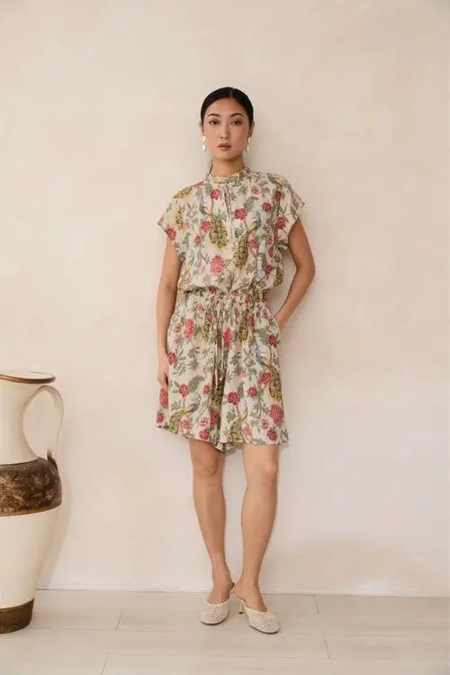RAISHMA Samara Floral Print Playsuit - Cream