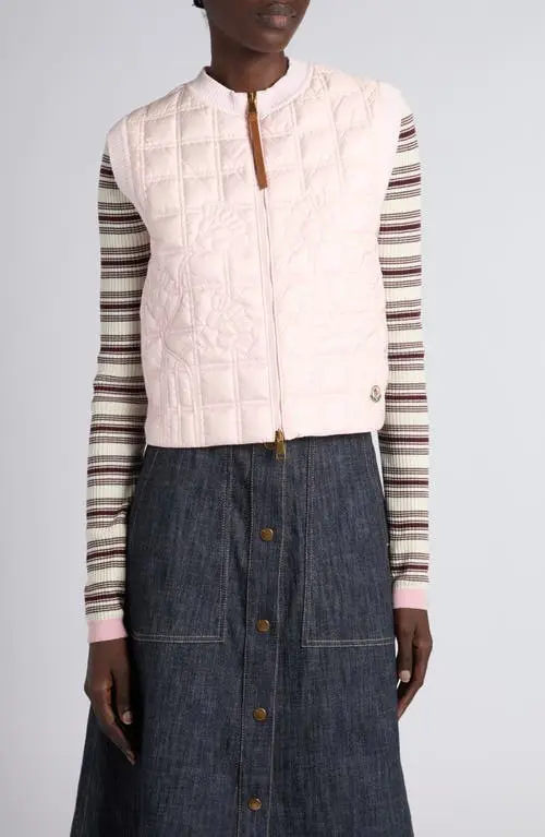Moncler Floral Quilted Hybrid Puffer Sweater Vest