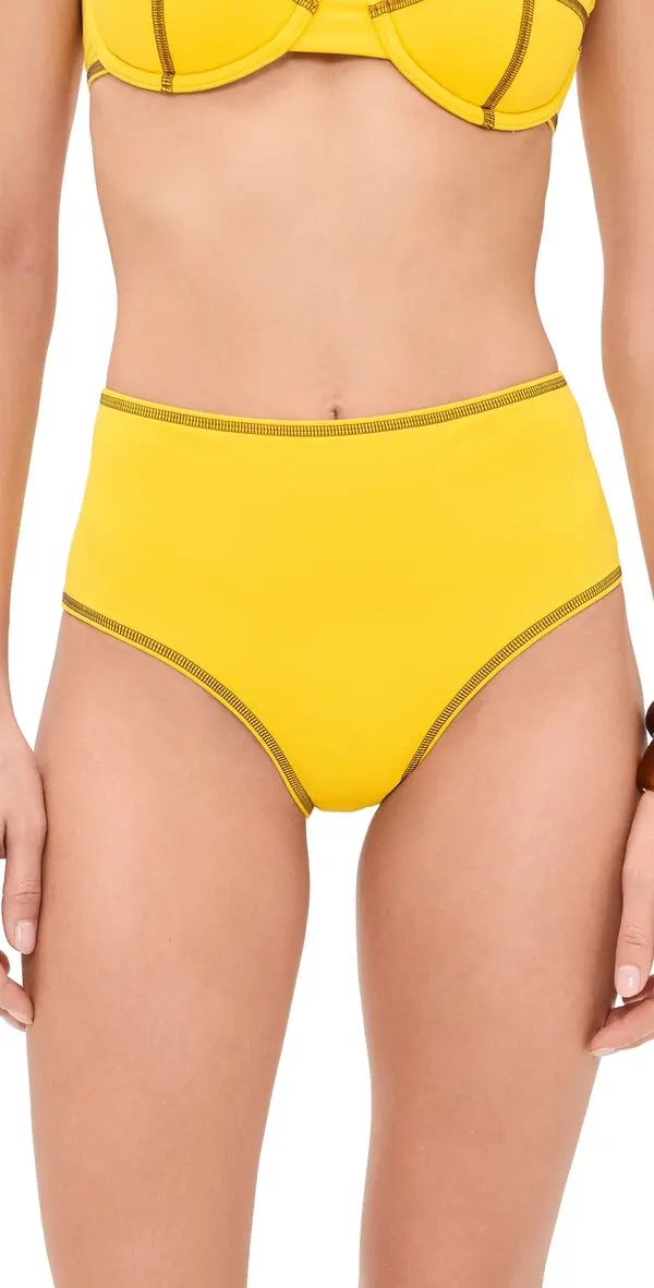 Staud Devon High-rise Bikini Bottoms - Sunshine