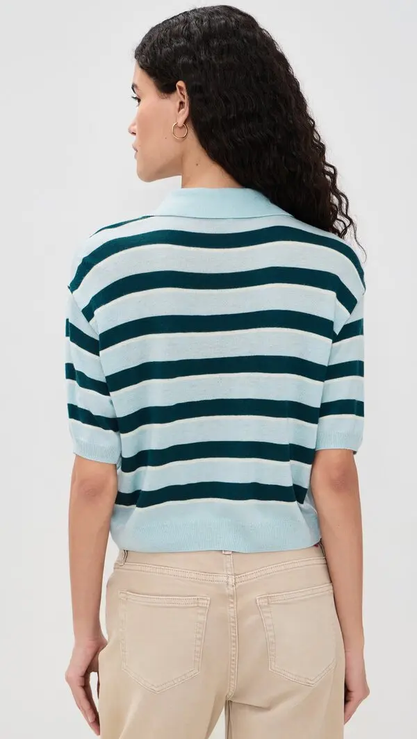 Astr The Label Scottie Polo Sweater - Blue Stripe
