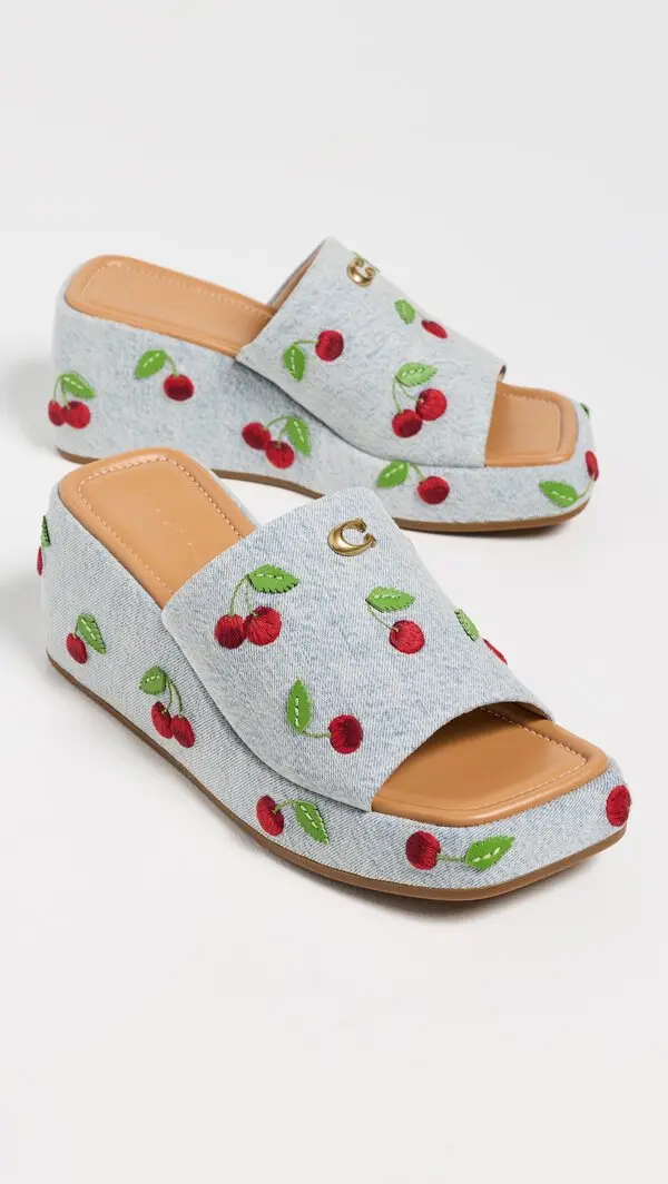 COACH Marie Platform Slide Sandals - Denim Multi