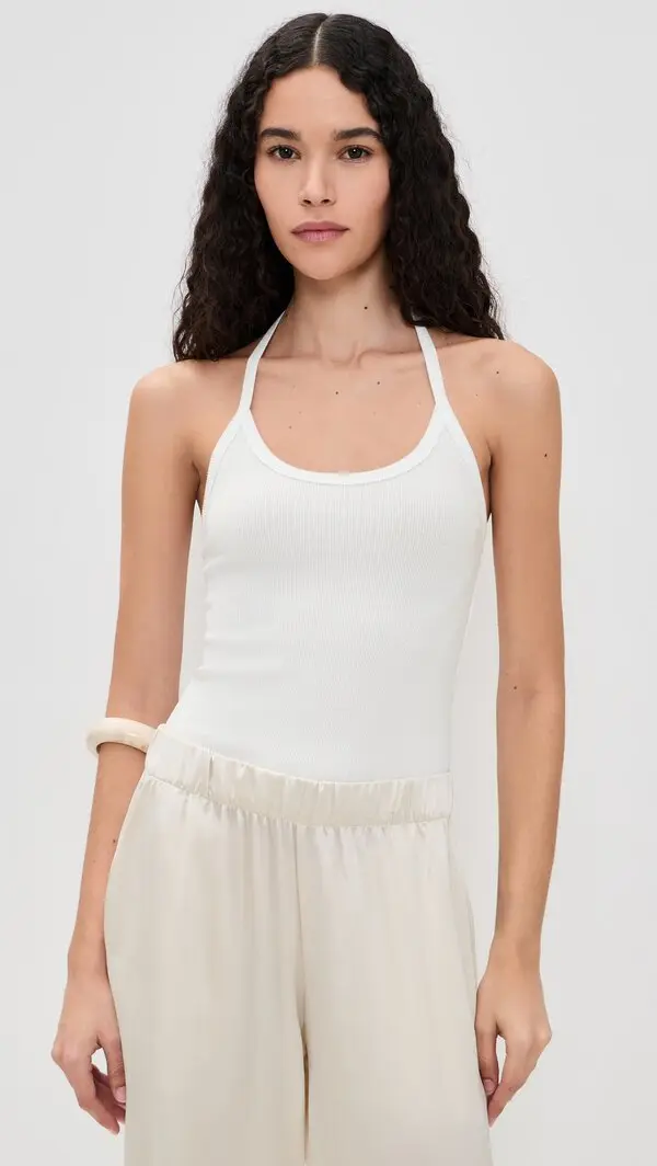 Enza Costa Ribbed Halter Tank - White