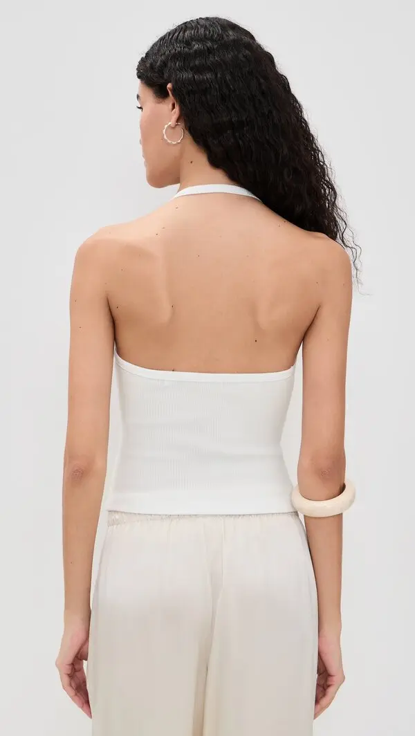Enza Costa Ribbed Halter Tank - White