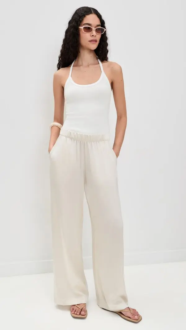 Enza Costa Ribbed Halter Tank - White