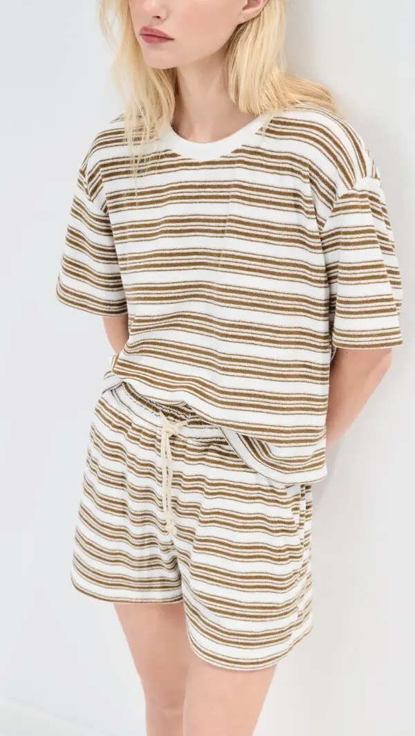 LE BOP Farrah Terry Shorts - White/chocolate