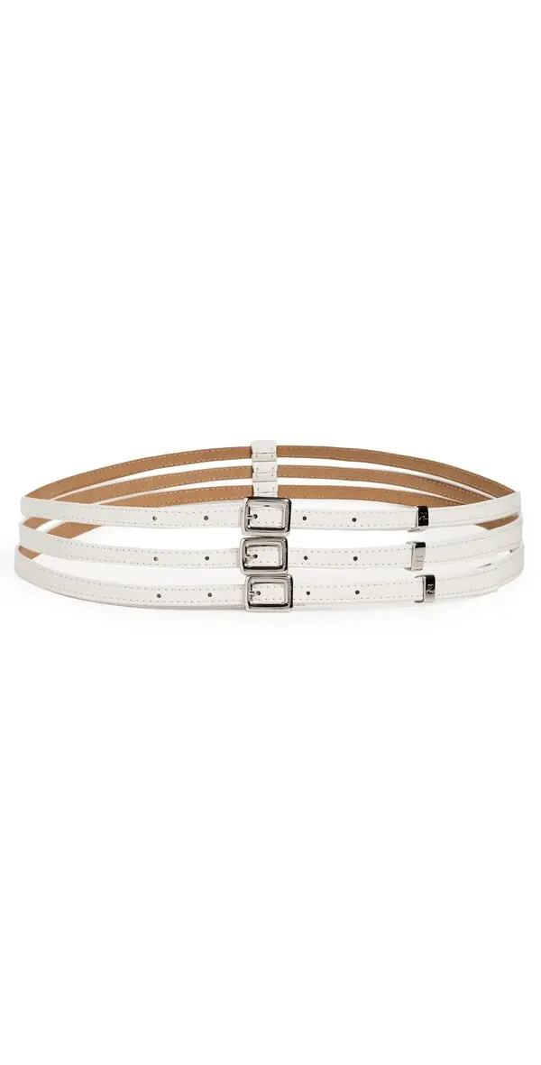 COURREGES Triple Square Leather Belt - Heritage White