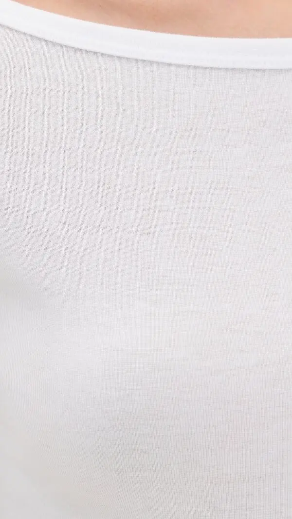 Enza Costa Fine Cotton Long Sleeve Boatneck Top - White