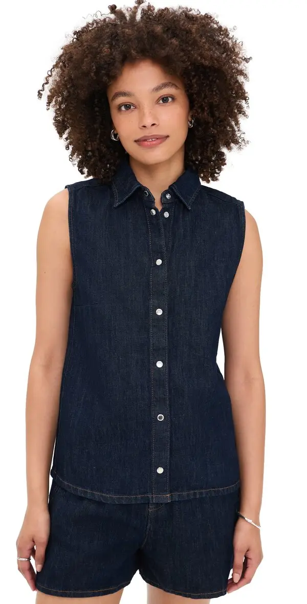 7 For All Mankind Sleeveless Denim Shirt
