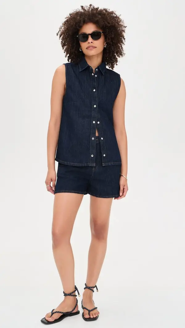 7 For All Mankind Sleeveless Denim Shirt