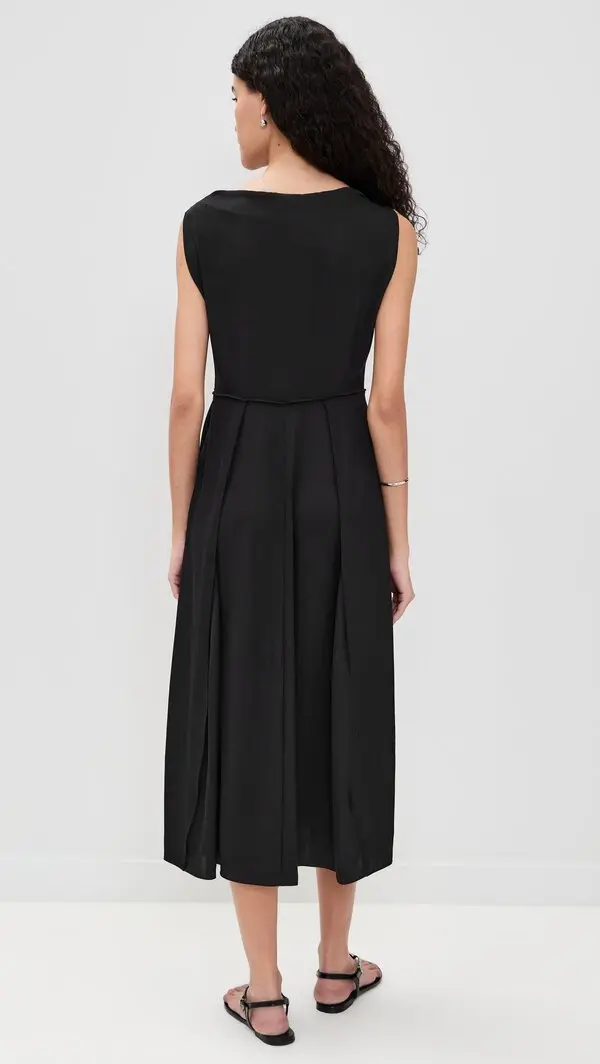 Theory Draped Sleeveless Midi Dress - Black