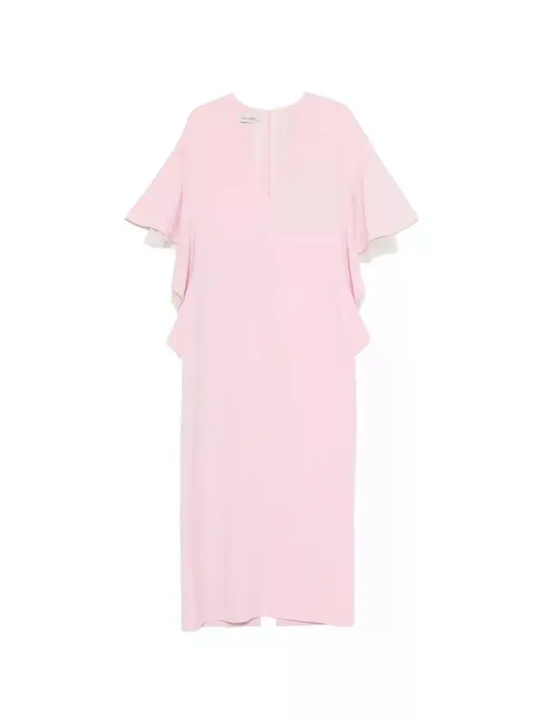 Alberta Ferretti Ruffled V-neck Dress - Pink