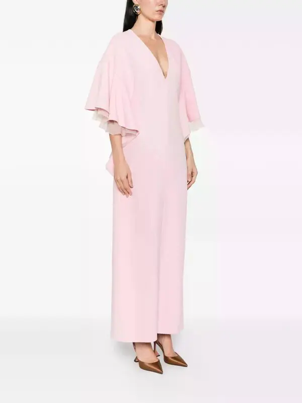 Alberta Ferretti Ruffled V-neck Dress - Pink
